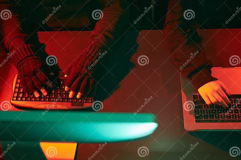 Anonymous People Using Computer And Programming To Break Code Cyber Security Threat Internet