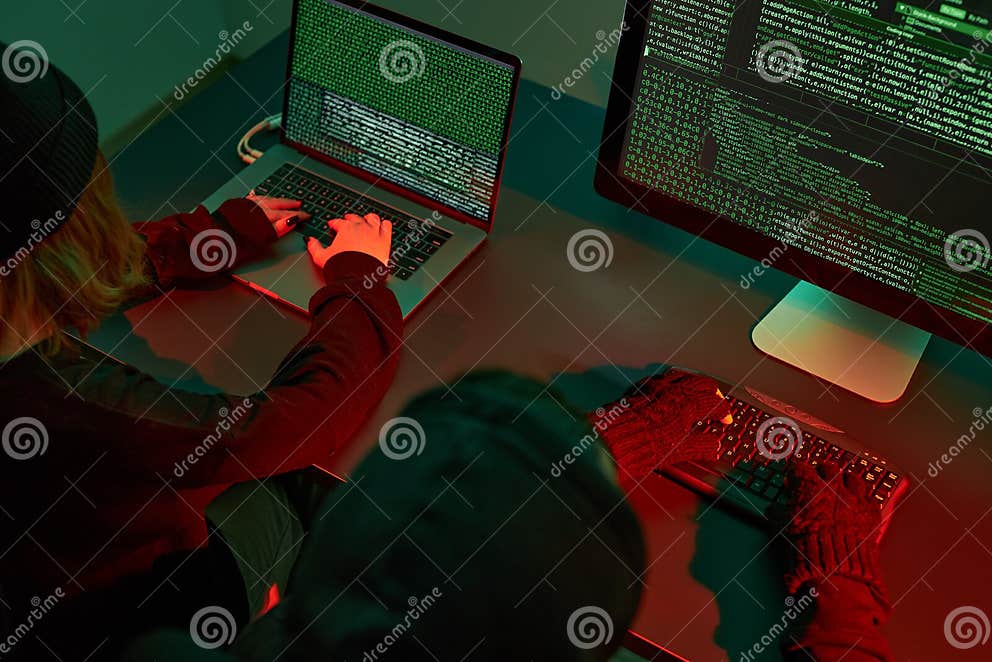 Anonymous People Using Computer and Programming To Break Code. Cyber ...