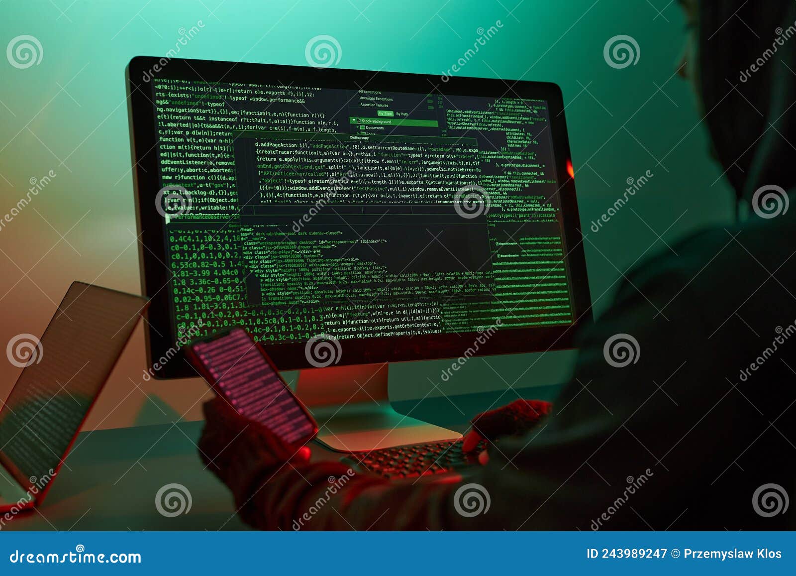 Anonymous People Using Computer and Programming To Break Code. Cyber Security Threat. Internet ...