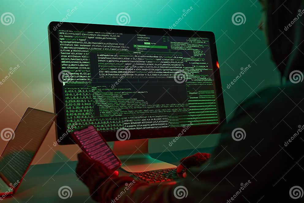 Anonymous People Using Computer And Programming To Break Code Cyber Security Threat Internet