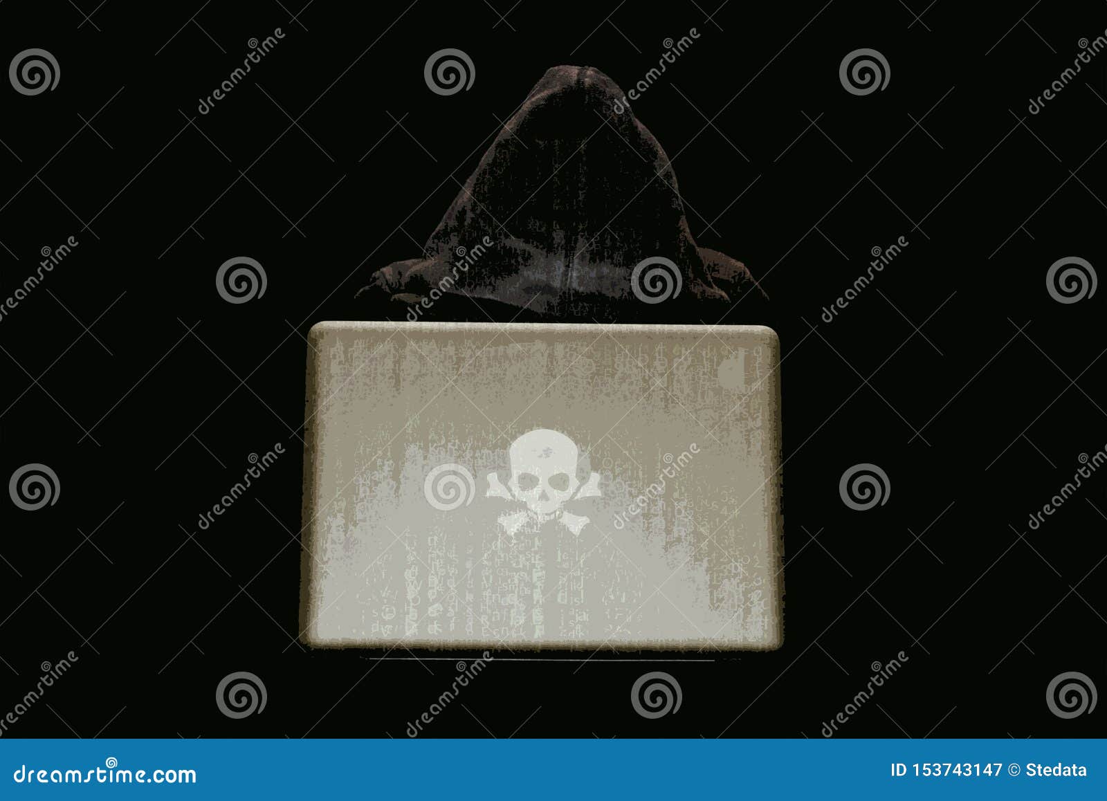 Anonymous Person Behind Laptop With Black Background Stock Image ...