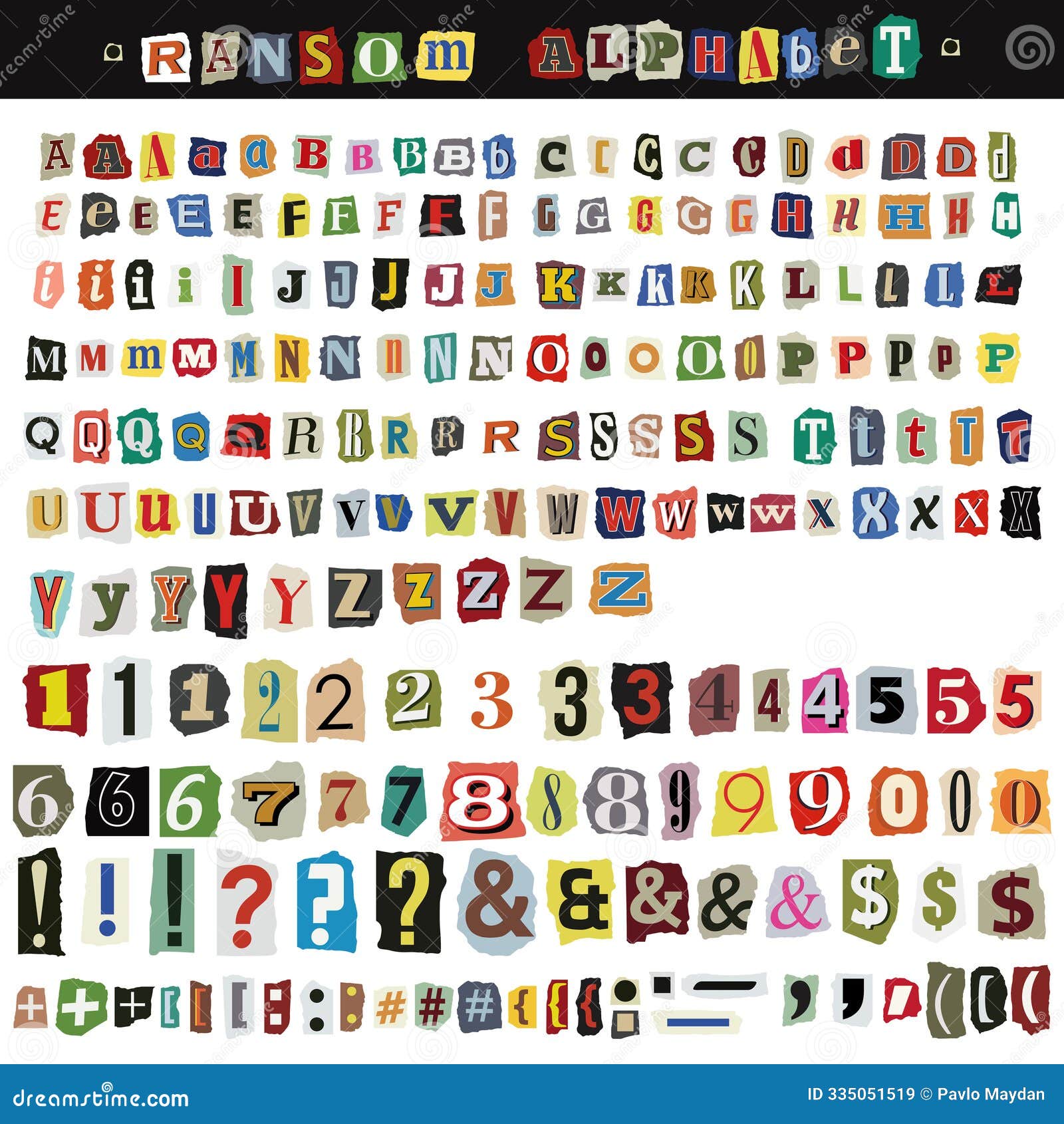 Blackmail Alphabet. Ransom Letter Style Abc, Anonymous Criminal Letters ...