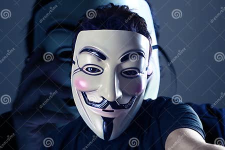 Anonymous Selfie editorial photography. Image of hackers - 43521417