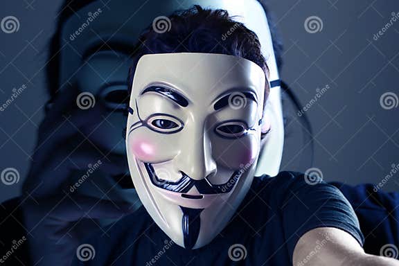 Anonymous Selfie editorial photography. Image of hackers - 43521417