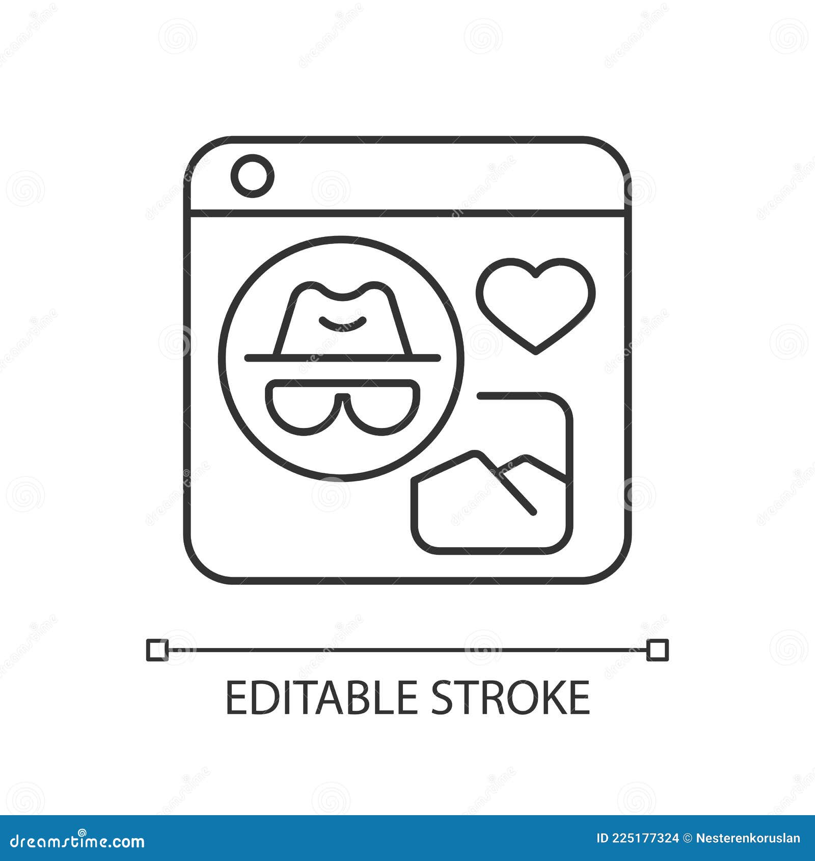 Anonymous Social Media Linear Icon Vector Illustration | CartoonDealer ...