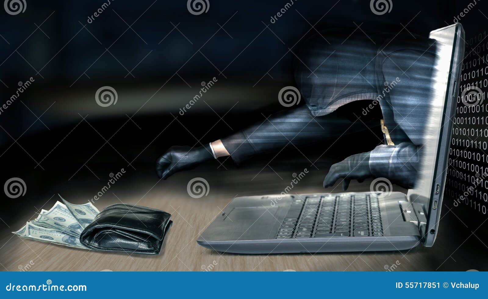 Anonymous Thief - Hacker Steals Money from Laptop Stock Image - Image ...
