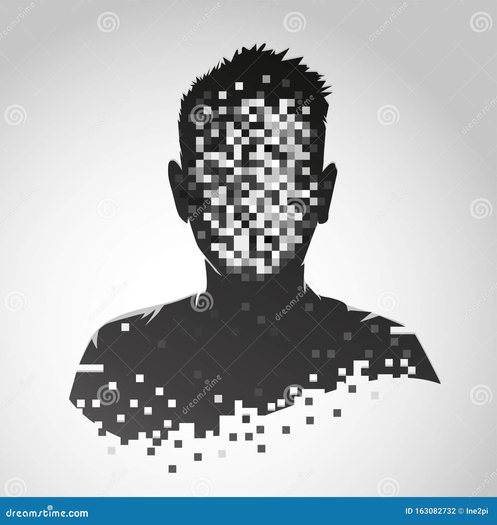 Anonymous Vector Icon. Privacy Concept. Human Head With Pixelated Face ...