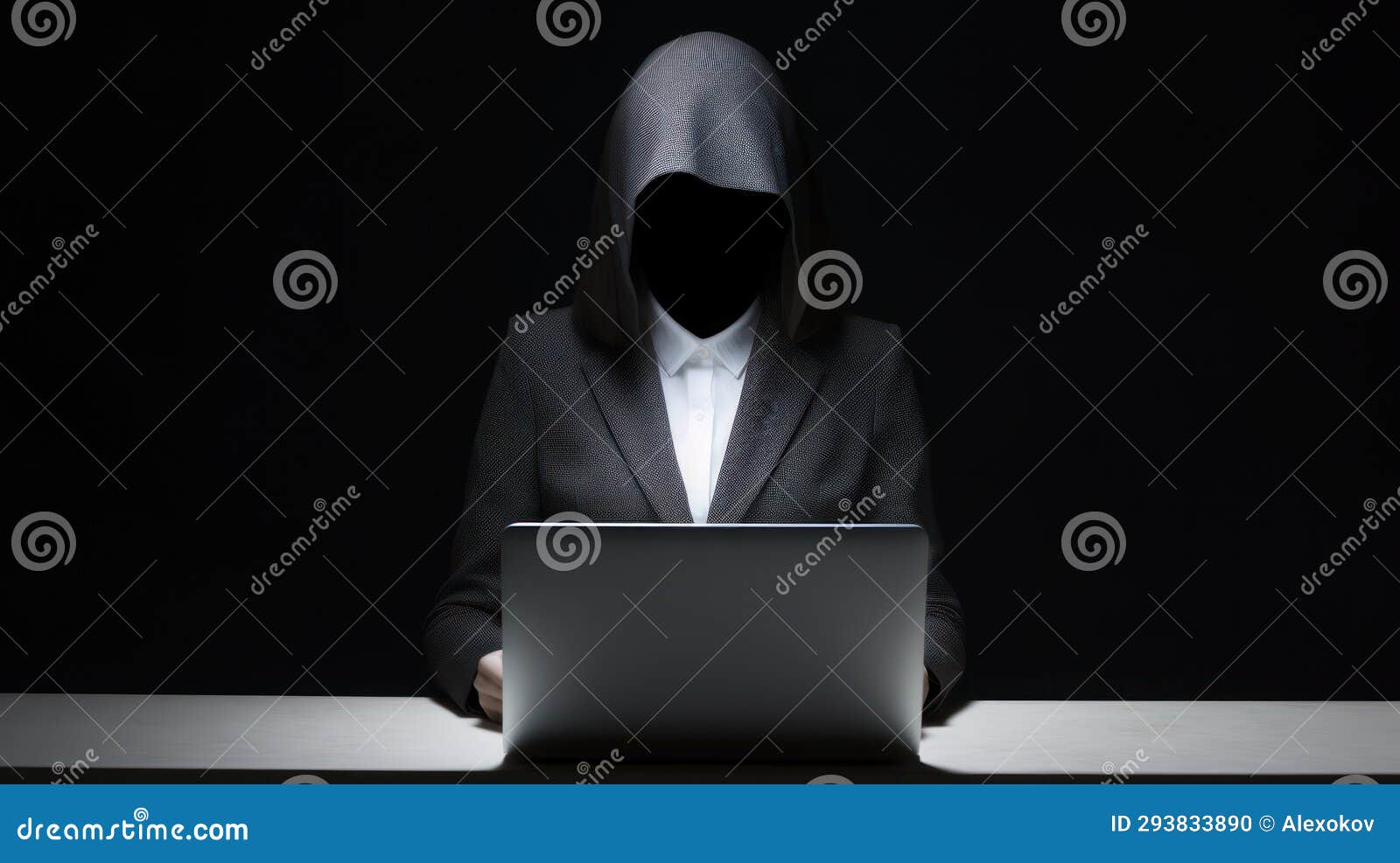 Anonymous Woman Working with Laptop AI Generated Stock Illustration ...
