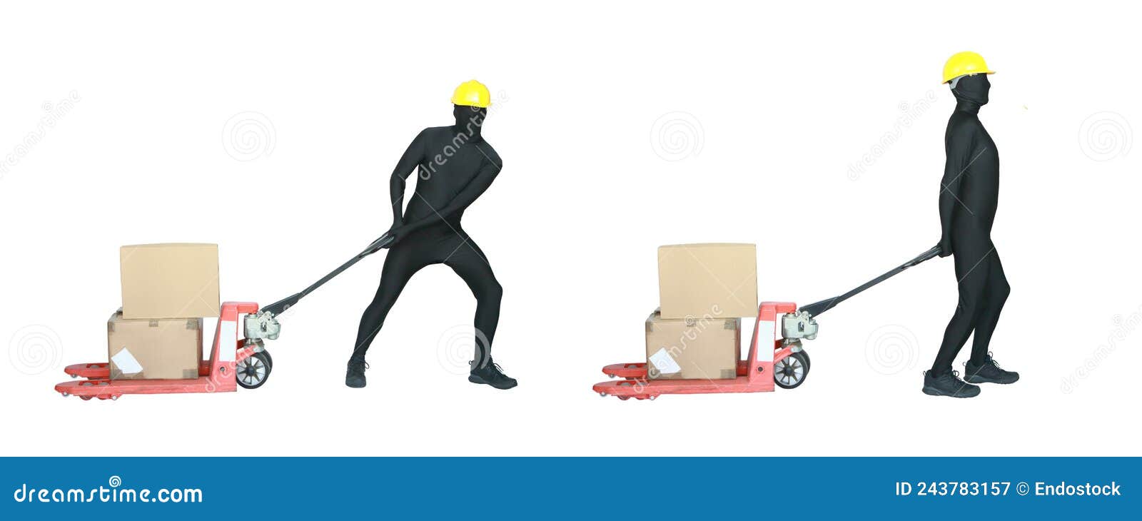 Anonymous Worker Pulling a Forklift with Boxes Stock Image - Image of ...