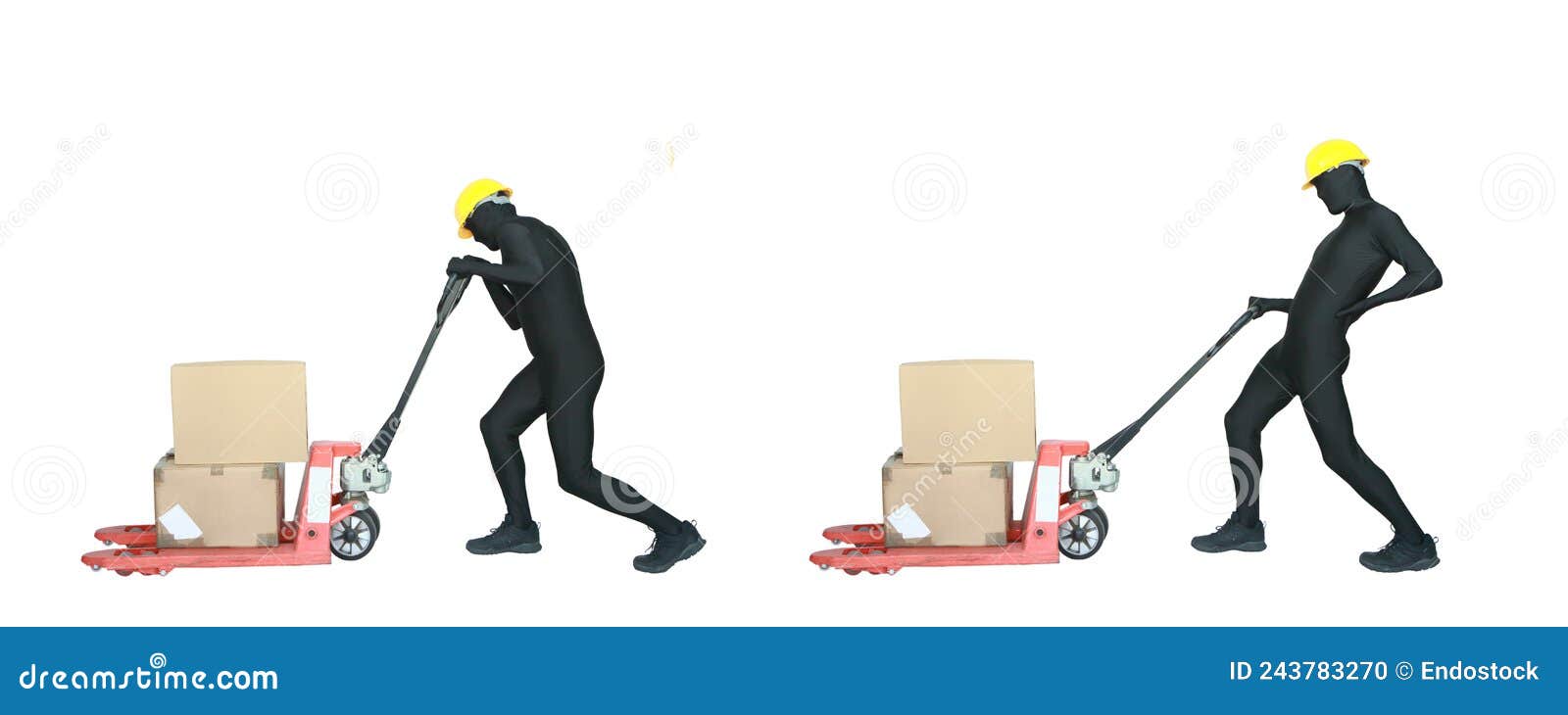 Anonymous Worker Pulling A Forklift With Boxes Stock Image ...