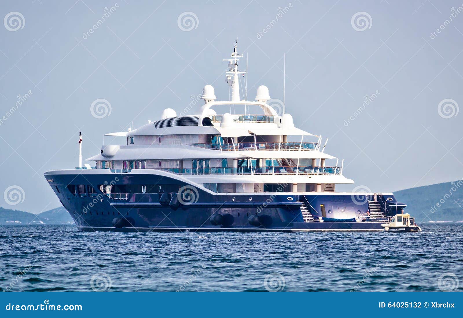 Anonymus Luxury Mega Yacht on Open Sea Stock Photo - Image of marina ...
