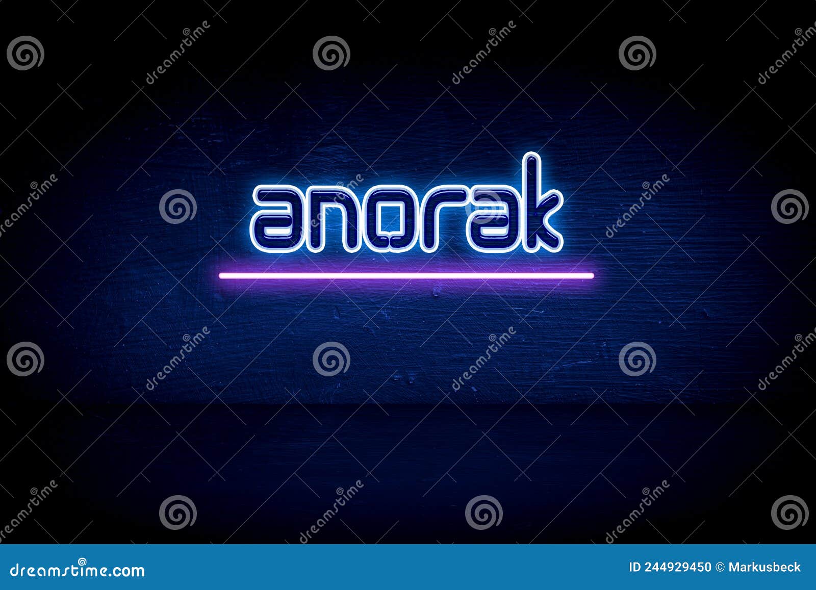 Anorak - Blue Neon Announcement Signboard Stock Illustration ...