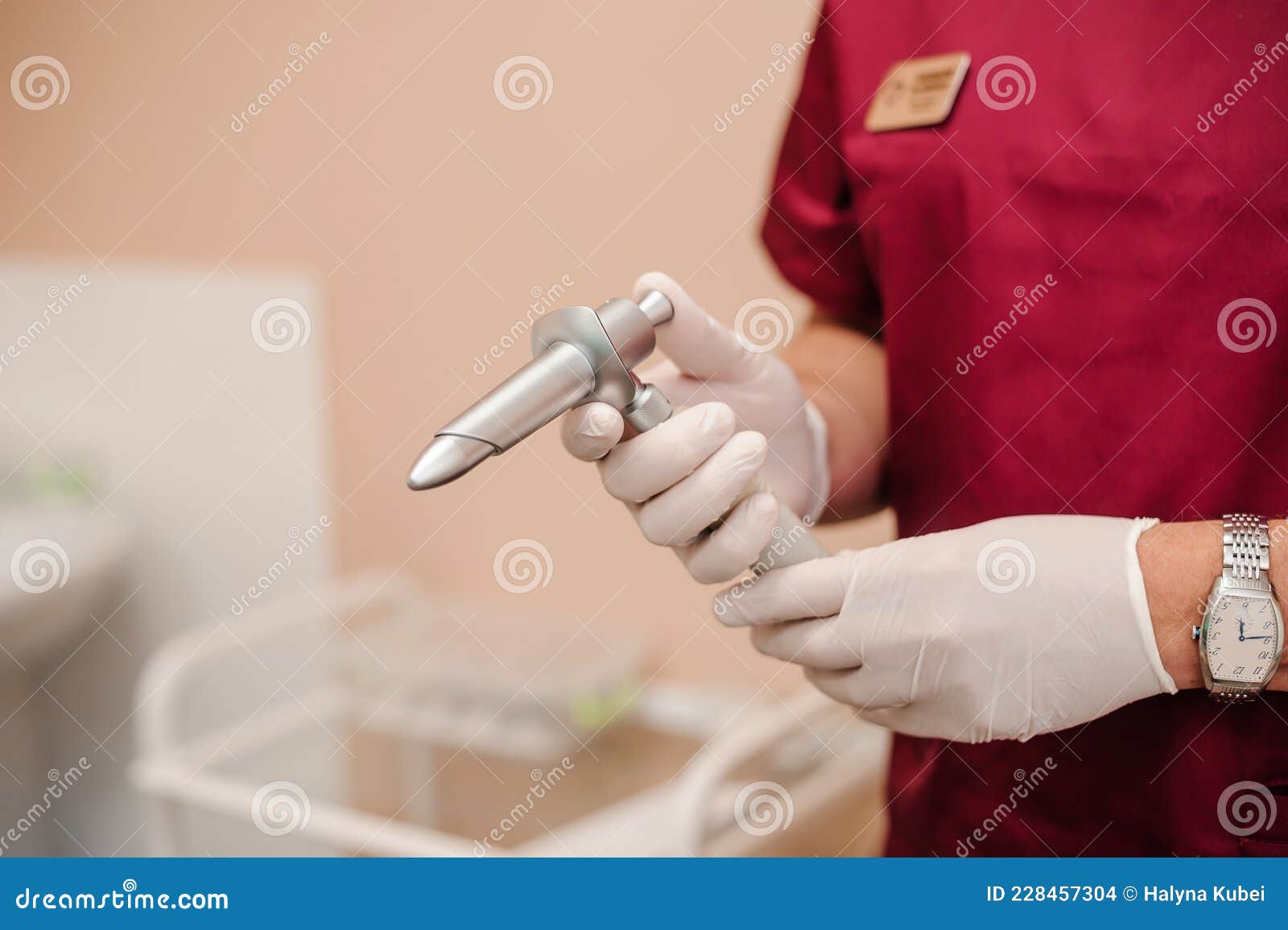 Anoscopes with Ring Lights in the Hands of a Doctor. Reusable ...