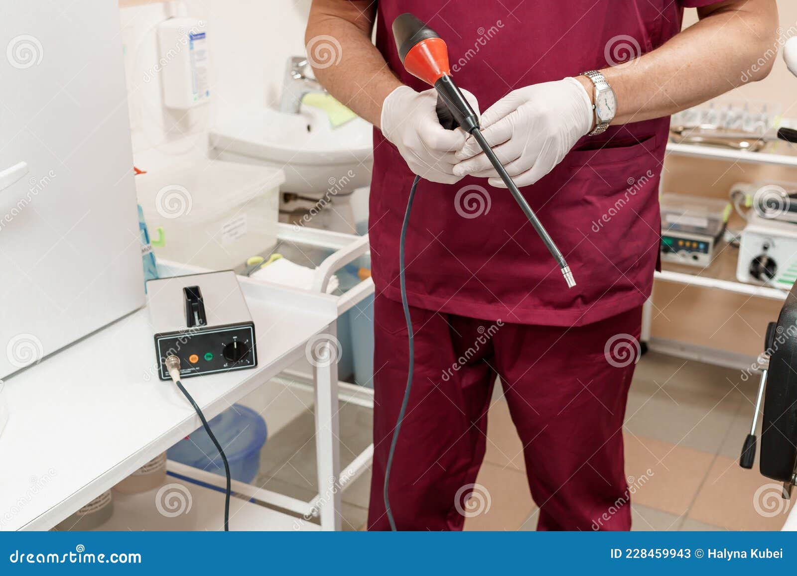 Anoscopes with Ring Lights in the Hands of a Doctor. Reusable ...