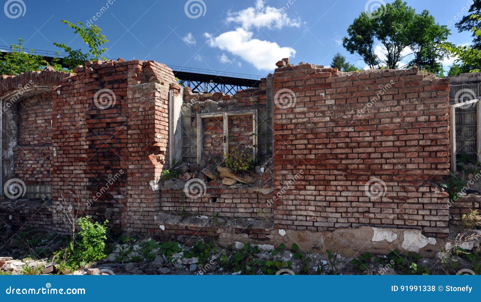 Another Close View of Brick Wall in Demolished Building Stock Photo ...