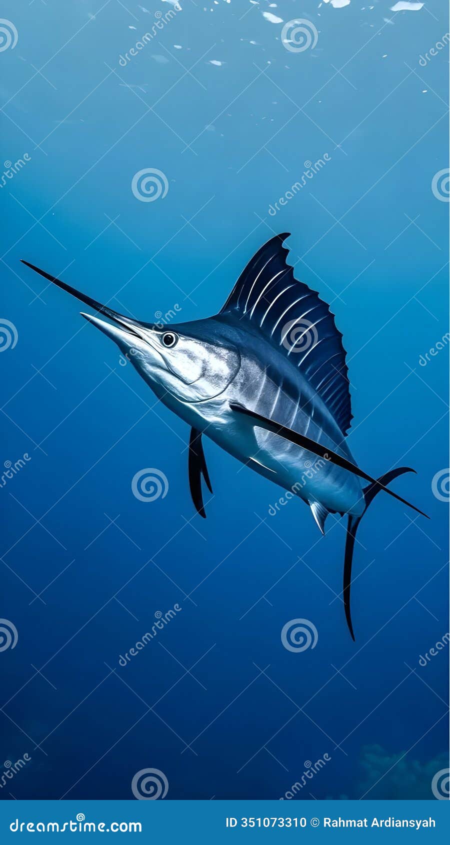 Another Marlin Fish Cuts through the Ocean. Generative AI Stock ...