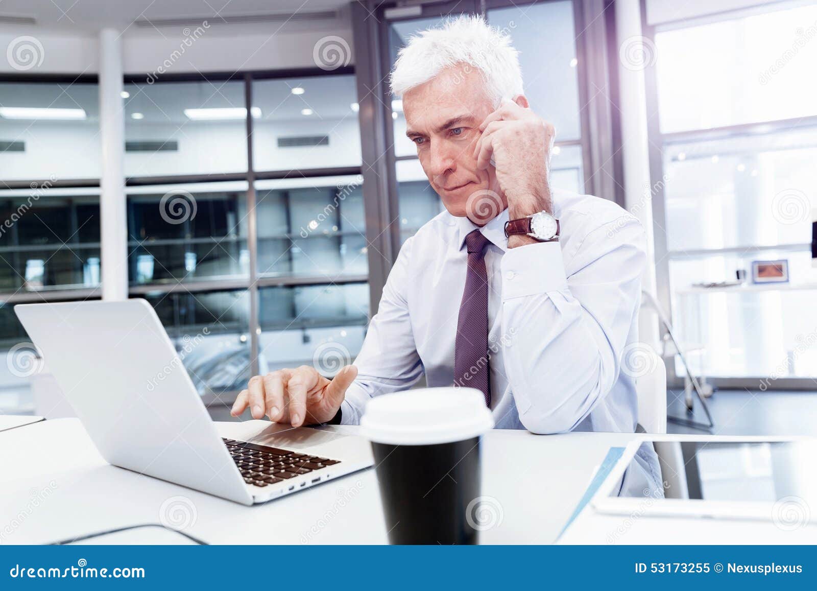 Another Office Day in Front of Computer Stock Image - Image of casual ...