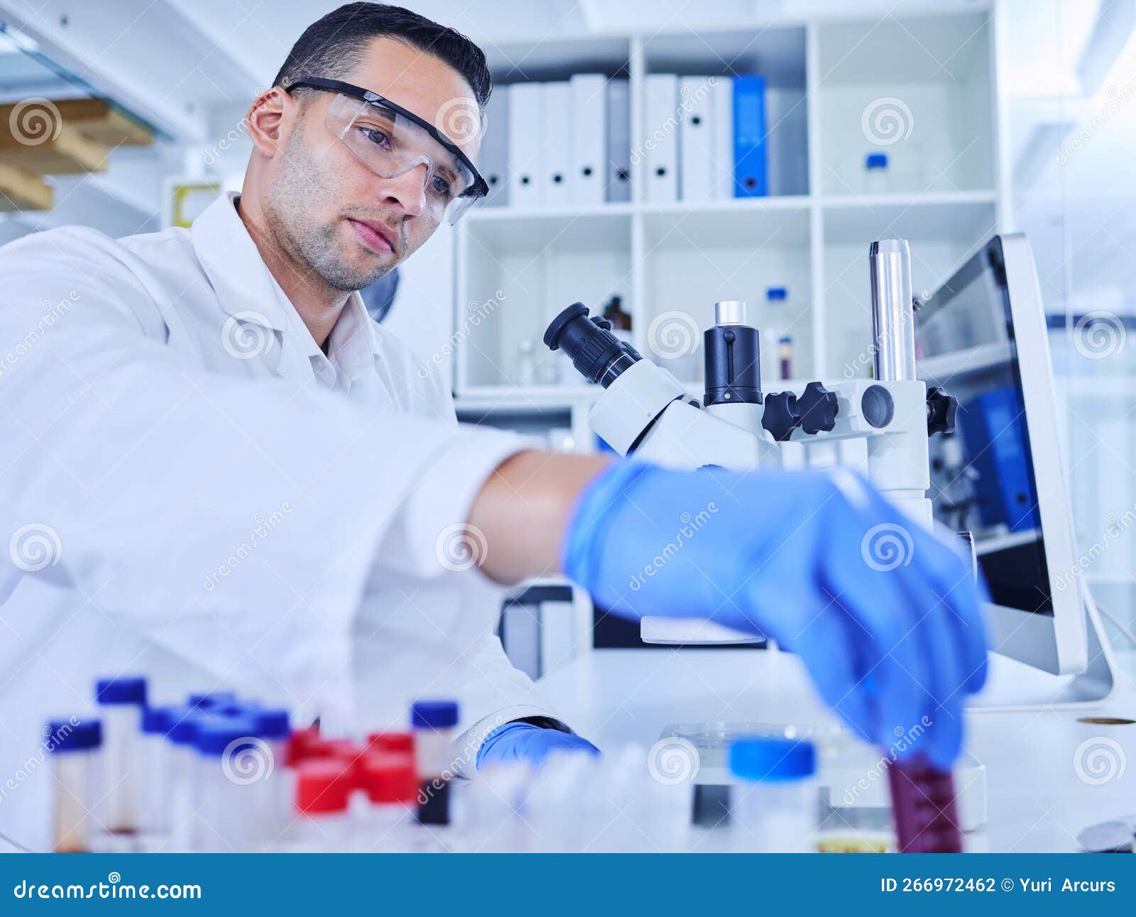 Another One Ready for Testing. a Handsome Young Male Scientist Working ...
