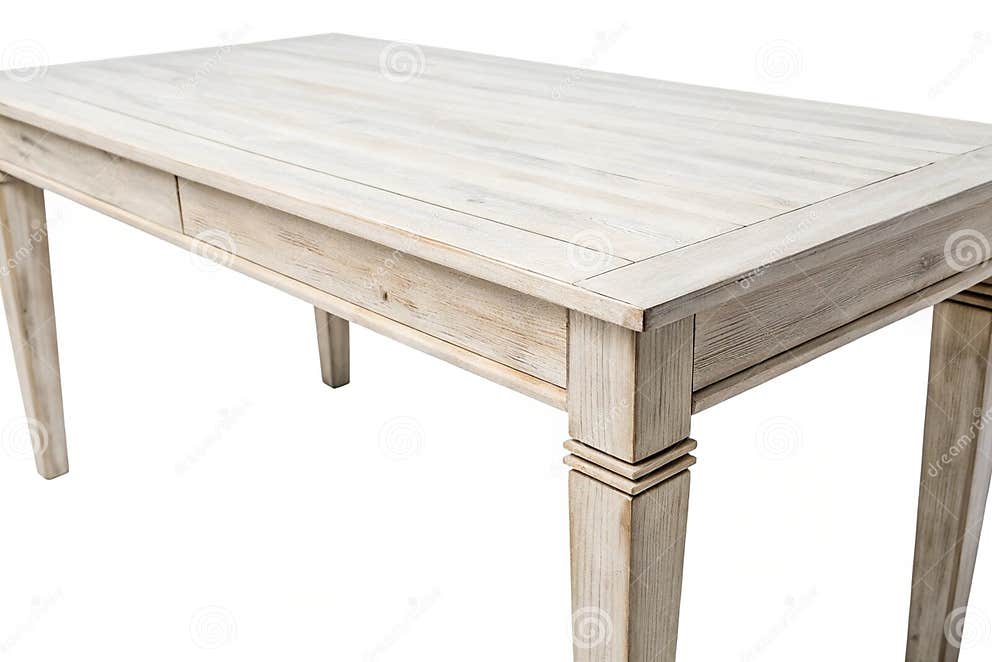 Another View of a White Wood Table in a Neutral Setting Stock ...