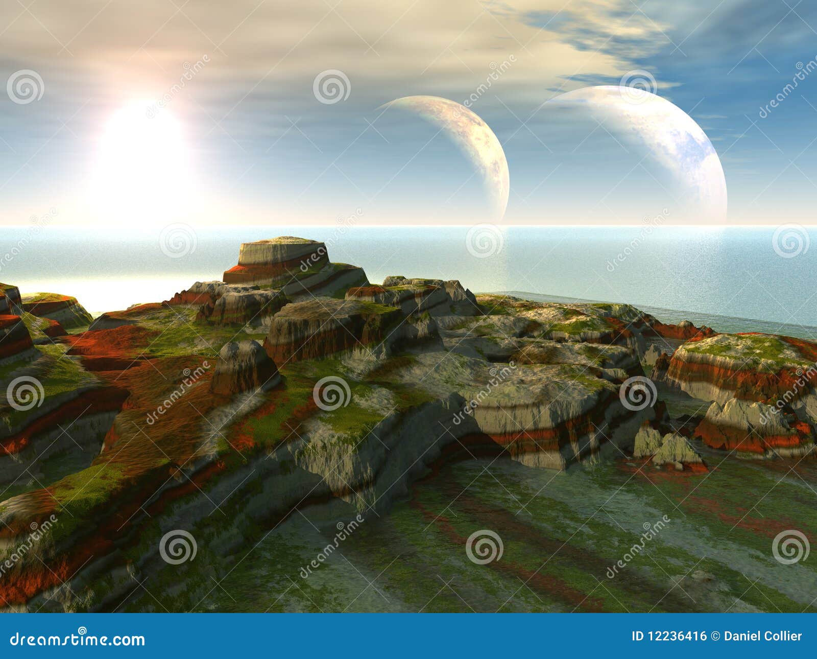 Another World Landscape stock illustration. Illustration of formation ...