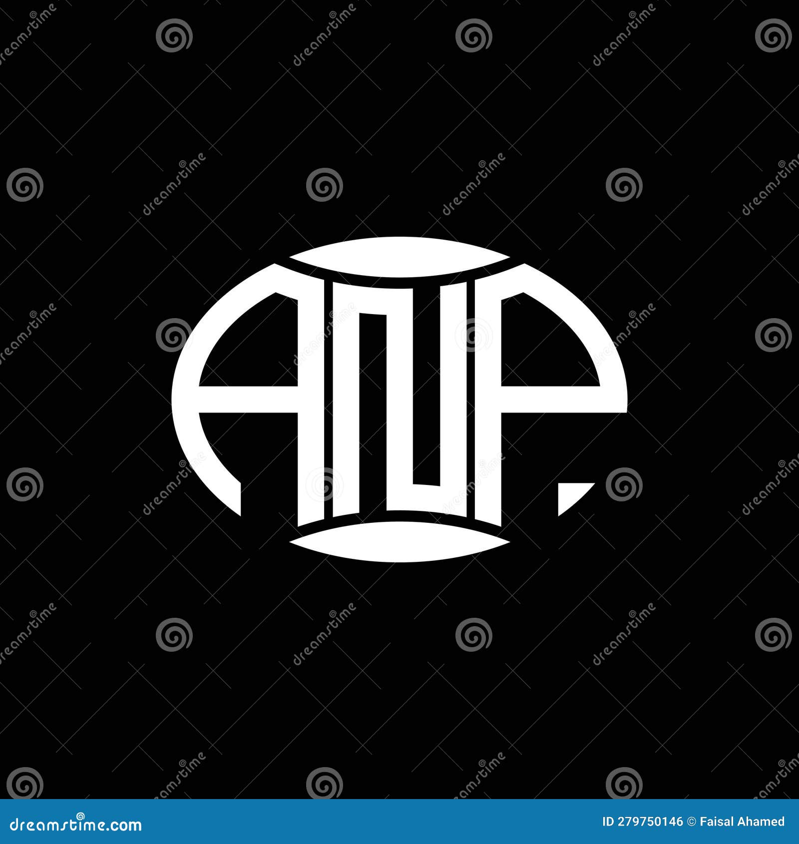 ANP Abstract Monogram Circle Logo Design on Black Background. ANP ...