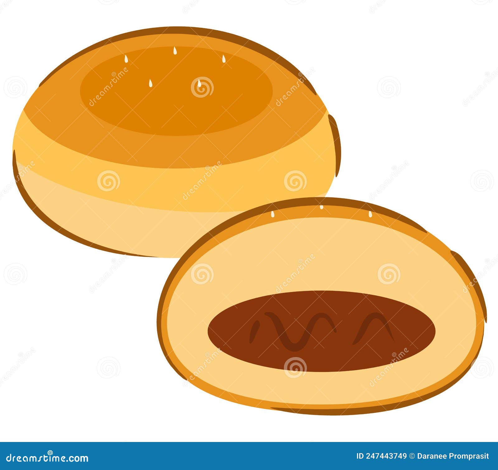 Anpan stock vector. Illustration of flat, buns, flour - 247443749