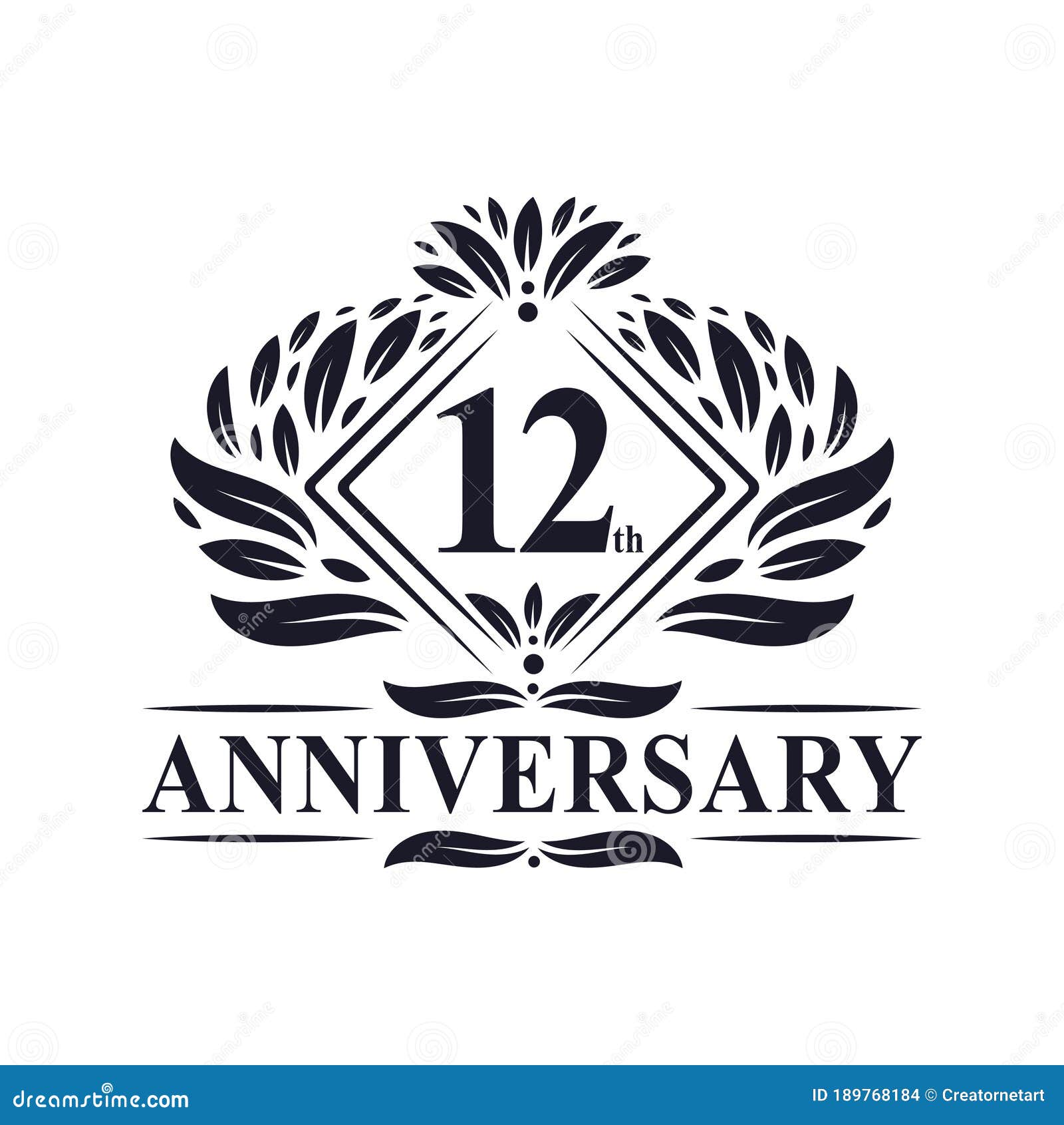 12 Ans D'anniversaire De Logo De Luxe De 12e Logo Fleuri D'anniversaire ...