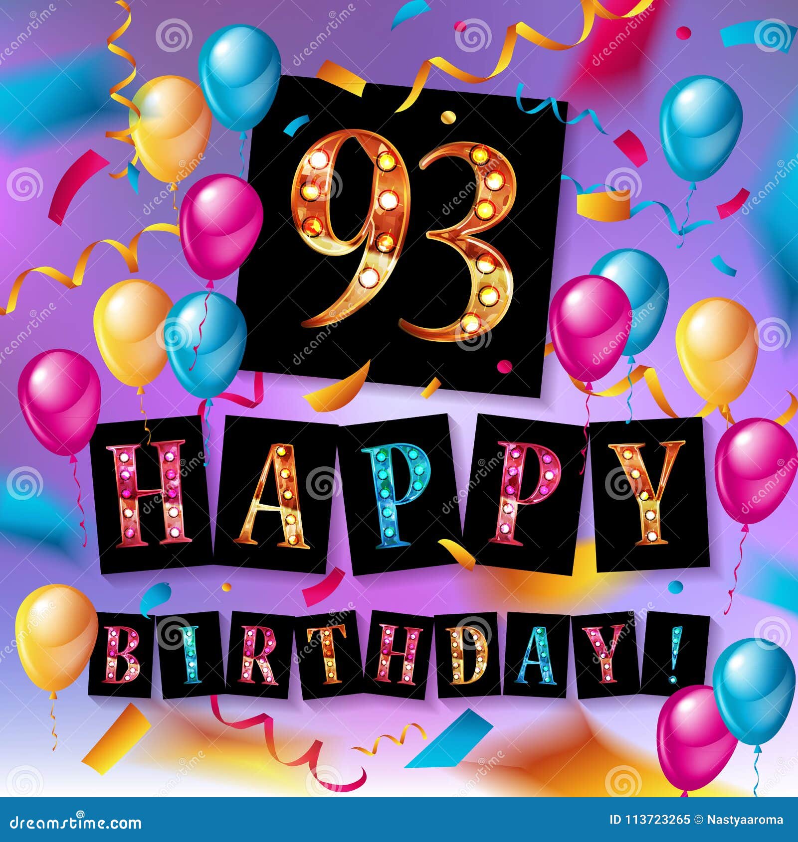 93 Ans D'anniversaire, Joyeux Anniversaire Illustration Stock ...