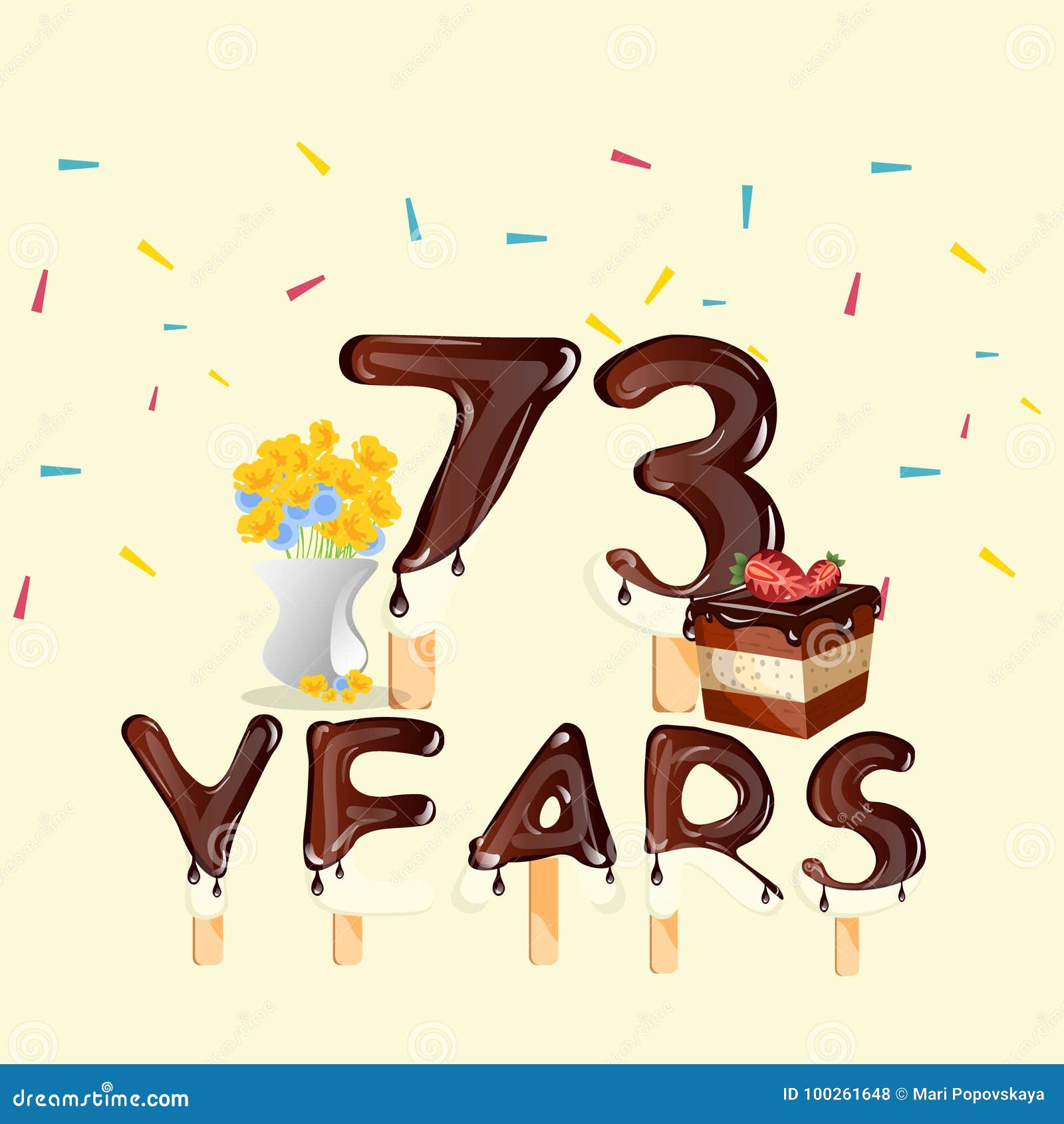 73 Ans De Carte De Joyeux Anniversaire Illustration de Vecteur ...