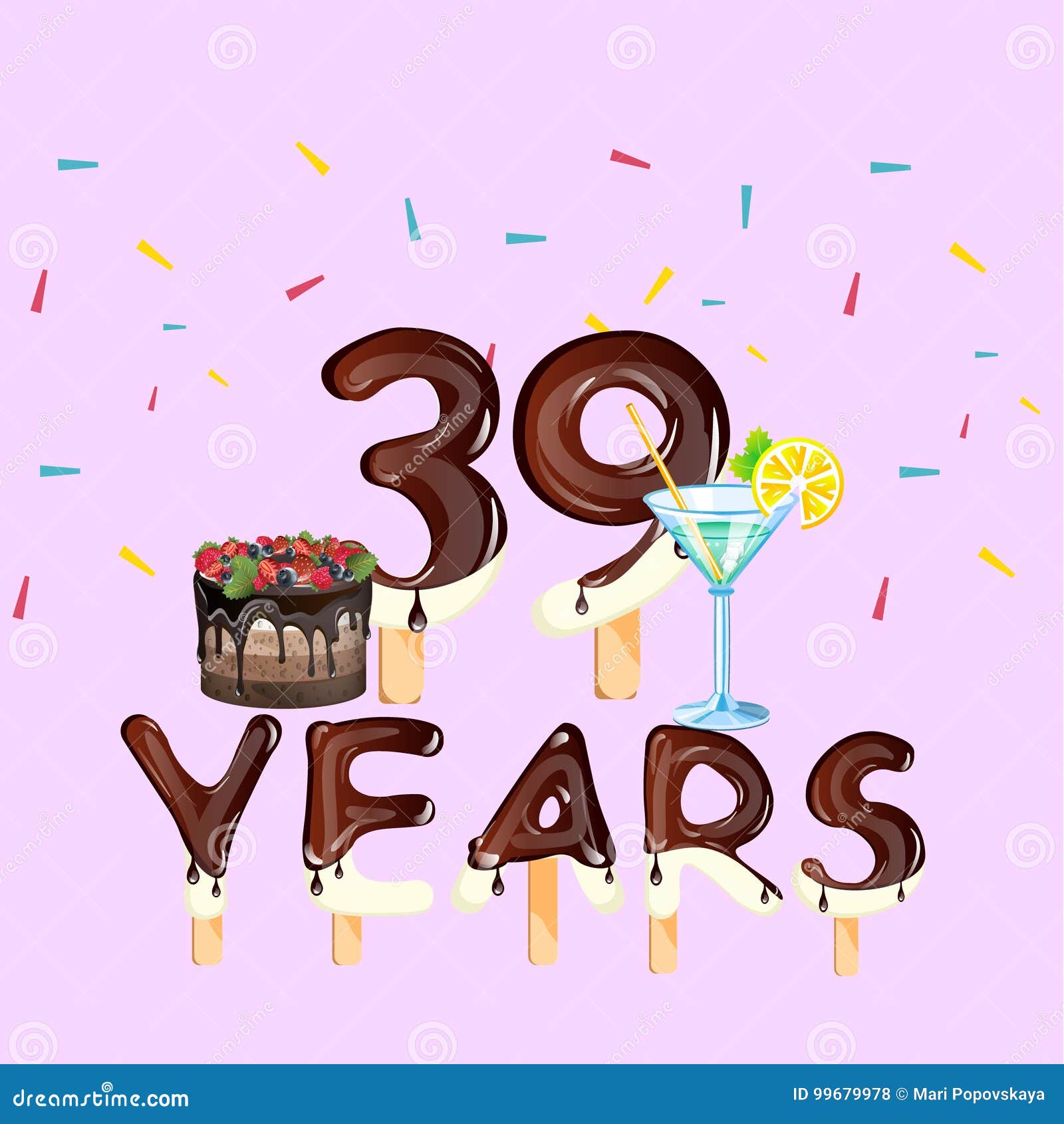 39 Ans De Carte De Voeux Joyeux Anniversaire Illustration de Vecteur ...