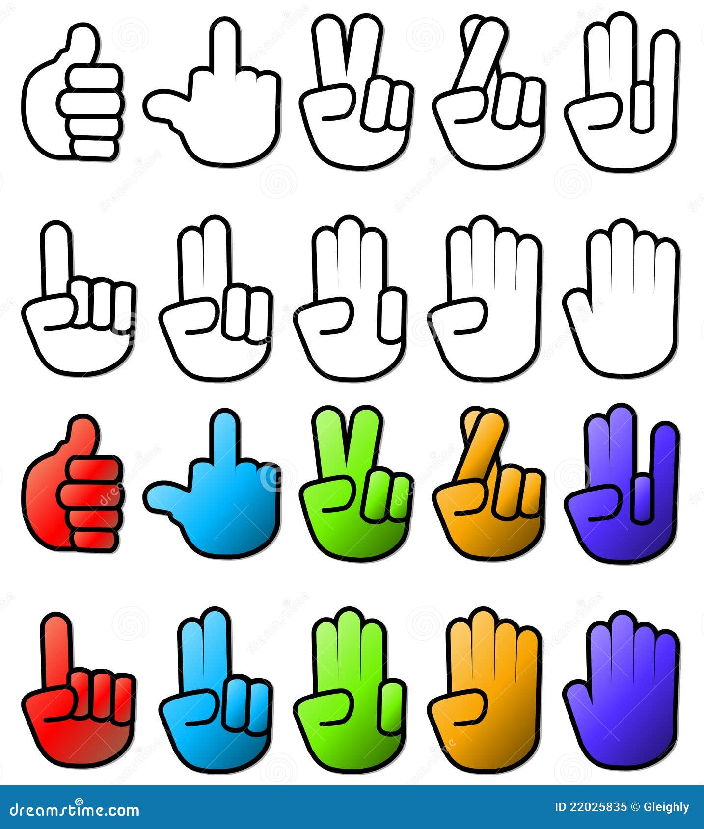 Ansammlung Verschiedene Handzeichen Und -signale Vektor Abbildung ...