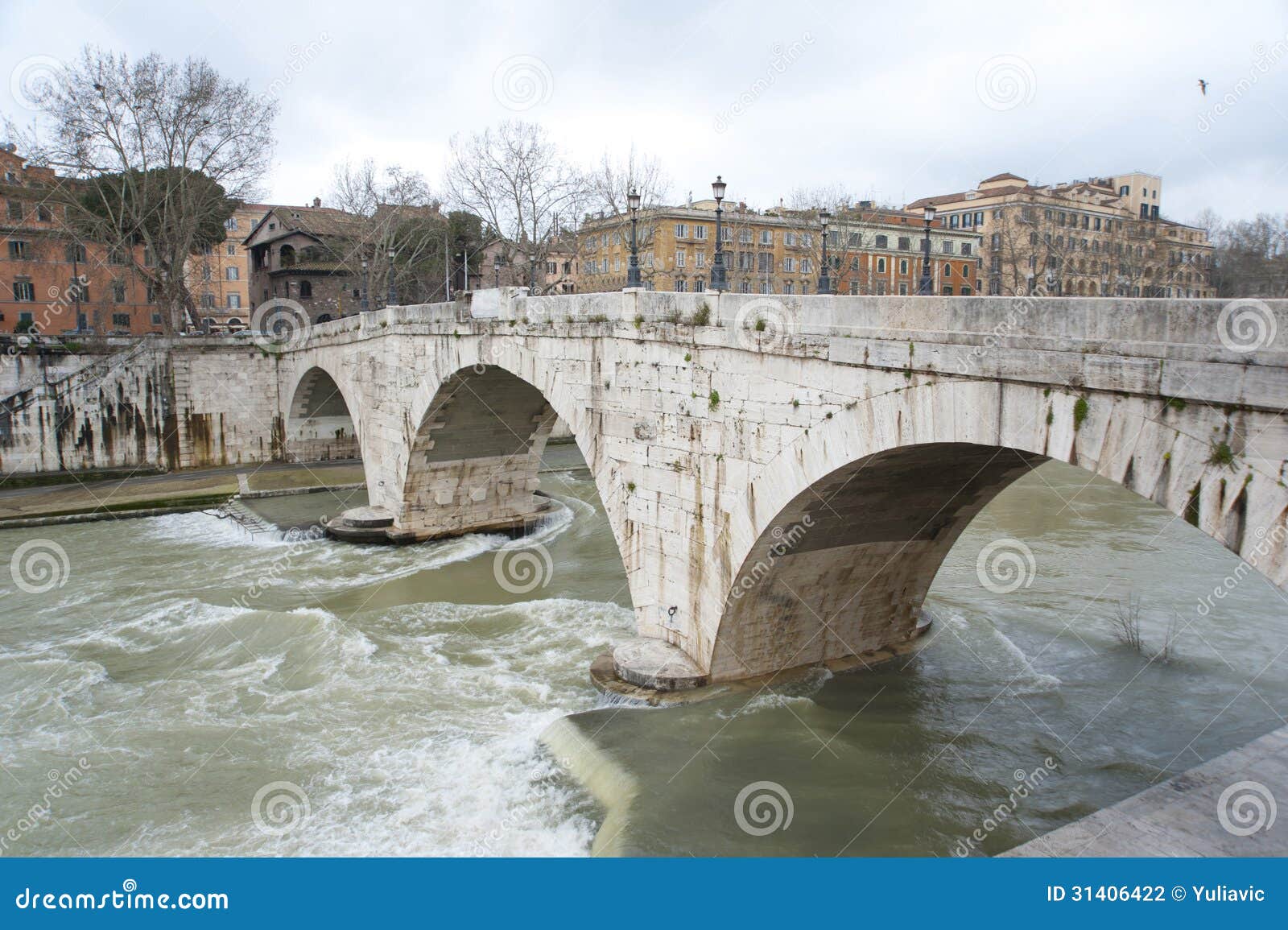 The Anscient Bridge Across the Tibre River. Stock Photo - Image of ...