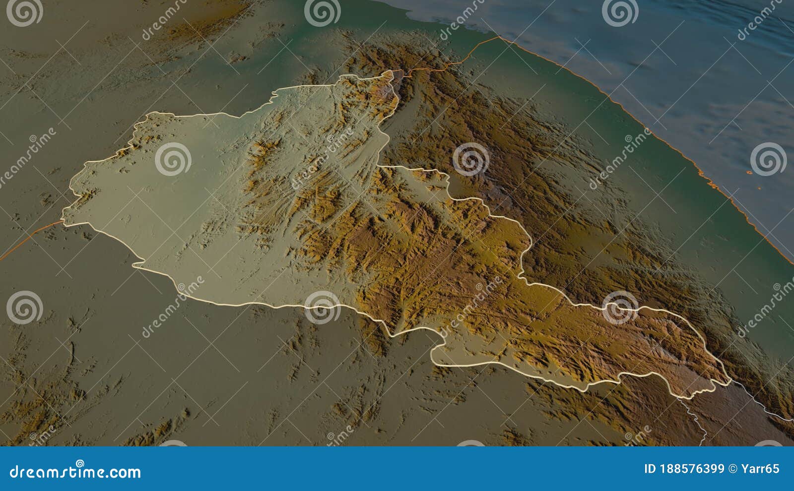 Anseba, Eritrea - Outlined. Relief Stock Illustration - Illustration of ...