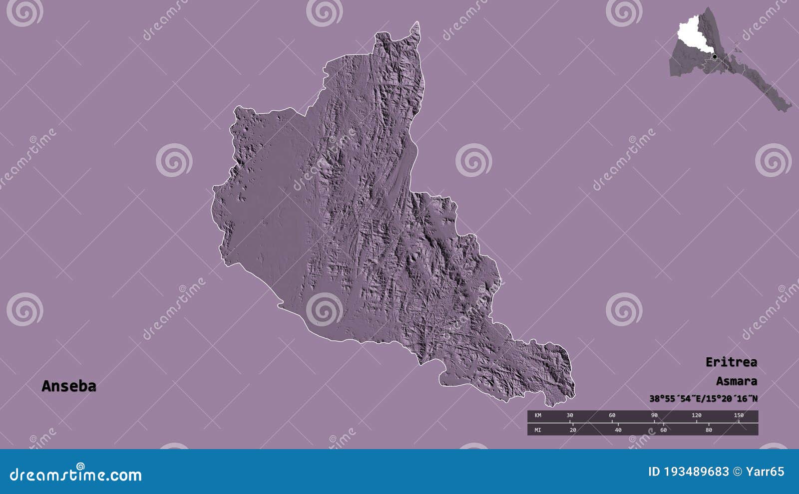 Anseba, Region of Eritrea, Zoomed. Administrative Stock Illustration ...