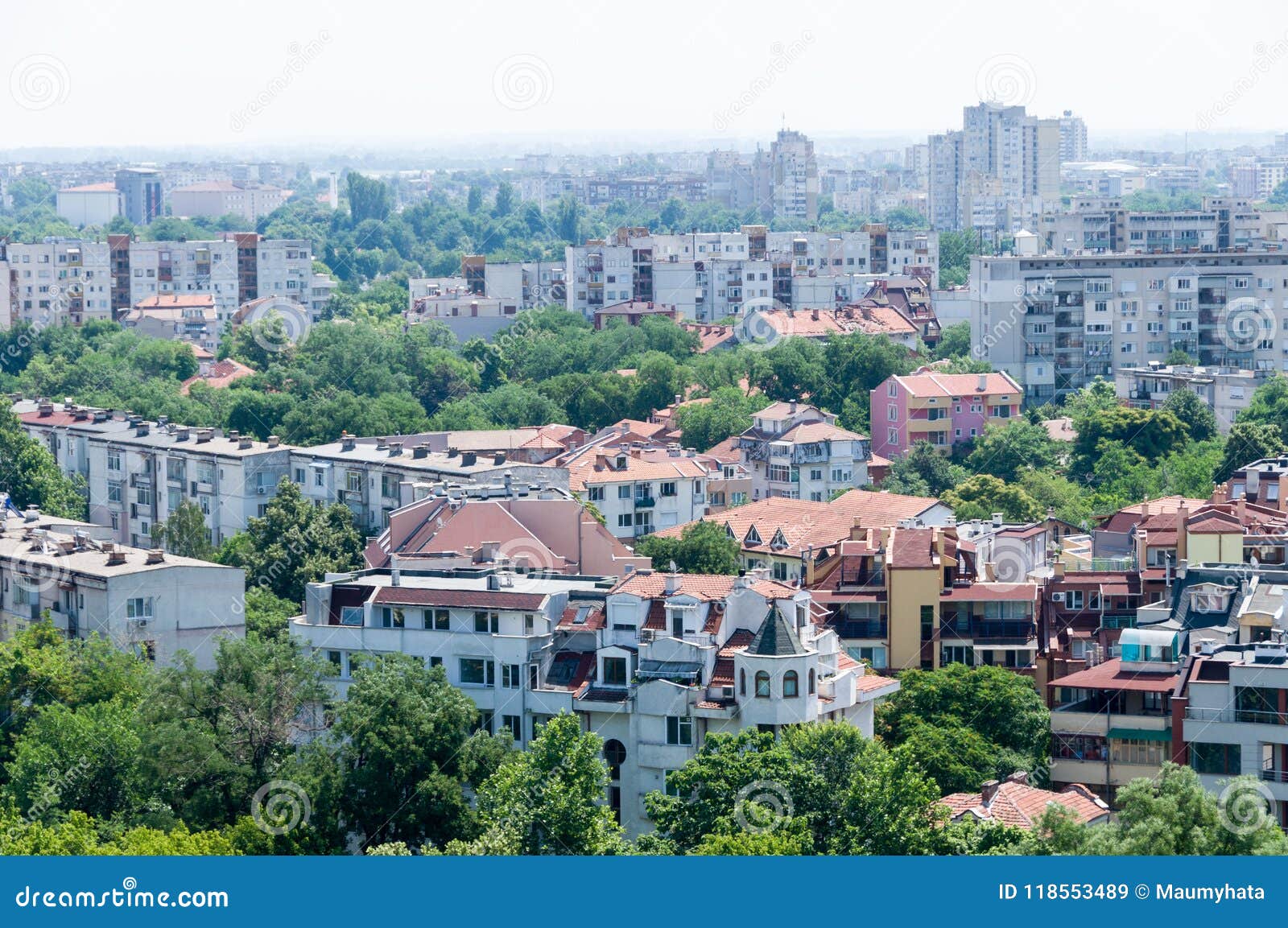 Ansicht Von Plowdiw, Bulgarien Stockbild - Bild von antenne, panorama ...