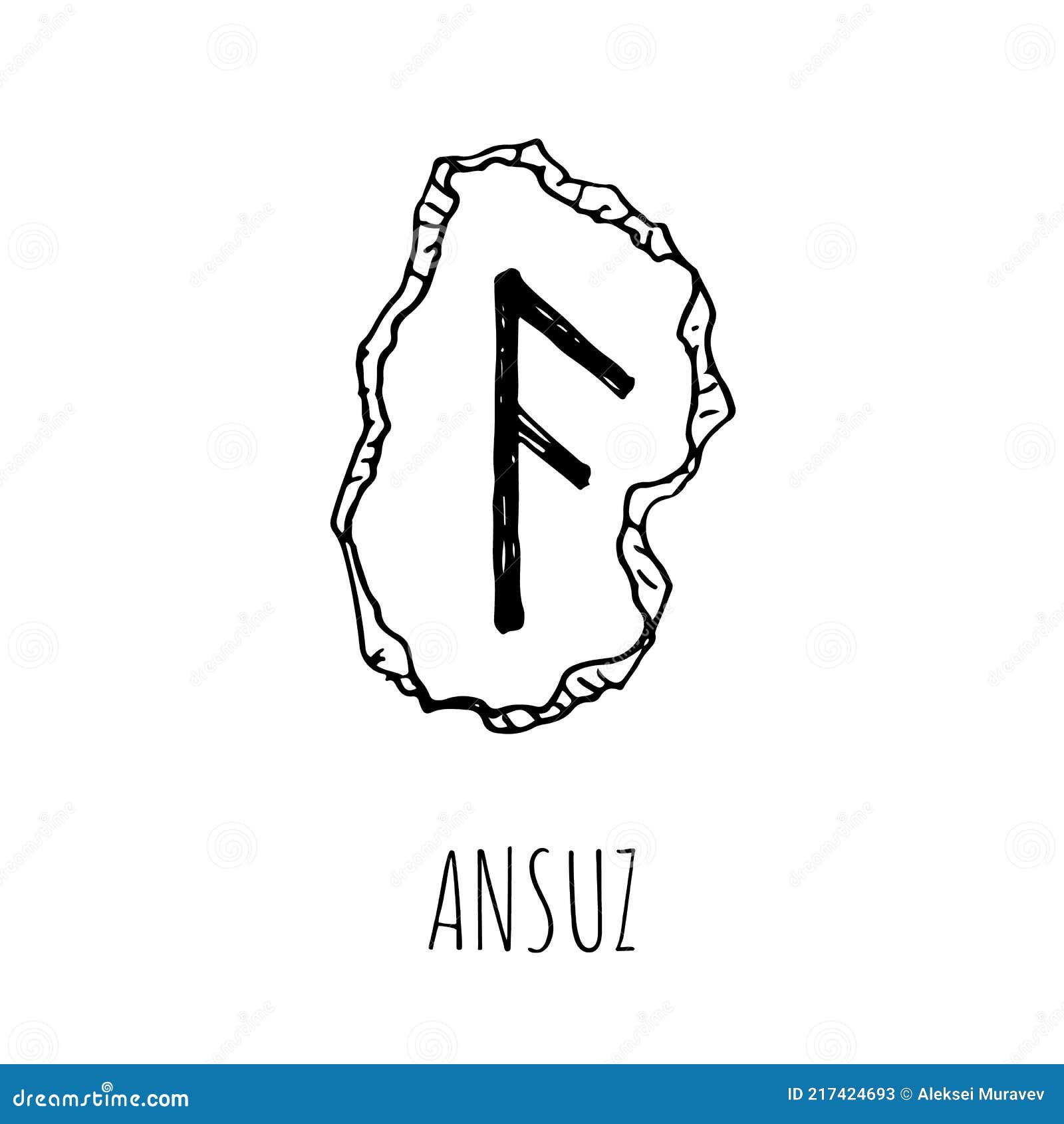 Ansuz Rune Written on a Stone. Vector Illustration Stock Vector ...