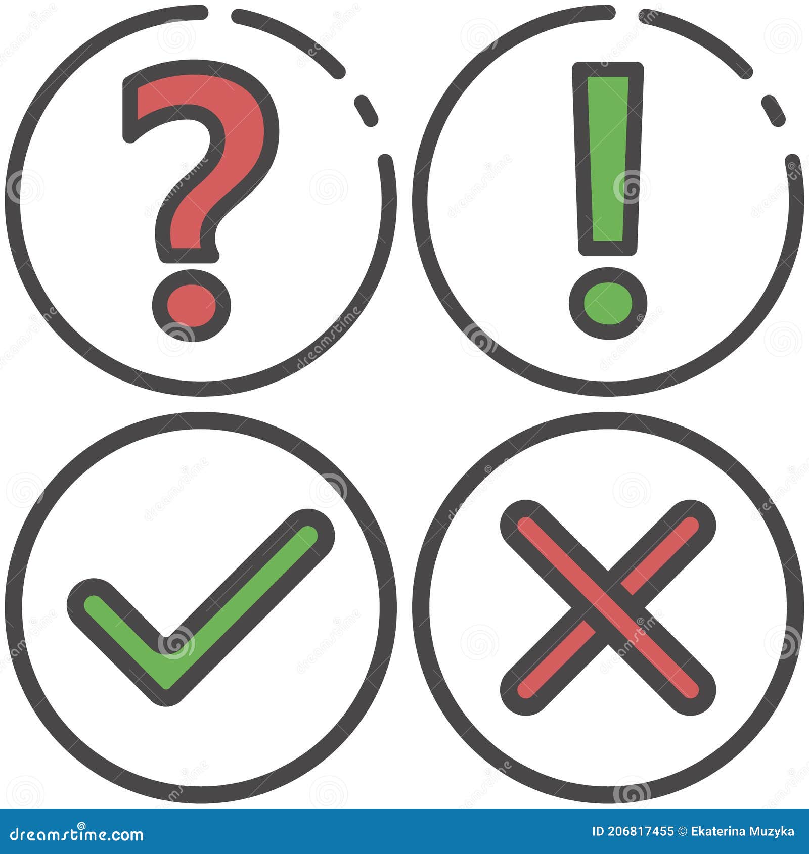 Answer Button Flat Vector Icon and Outline Mark Symbol Stock ...