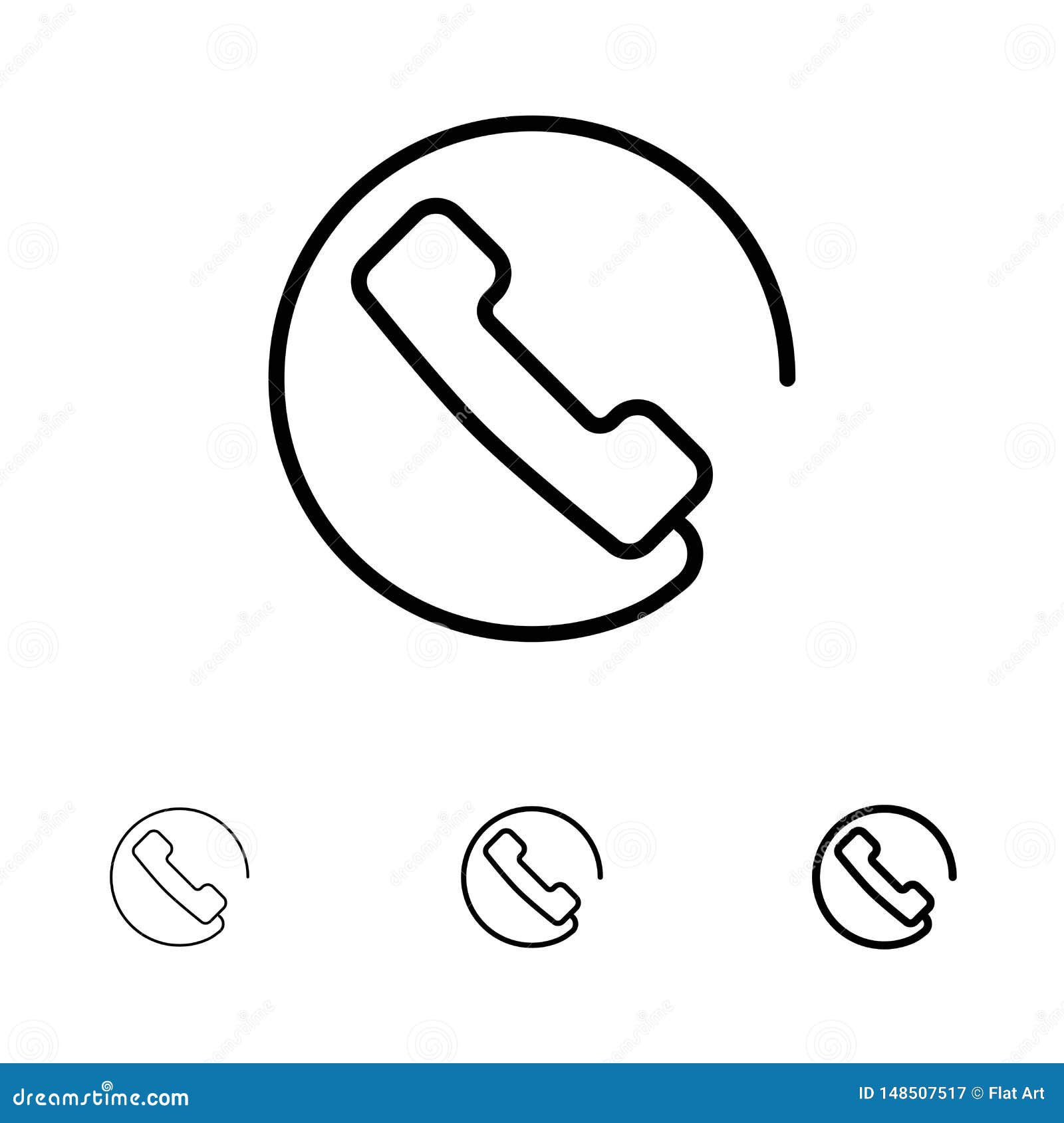 Answer, Call, Phone Bold and Thin Black Line Icon Set Stock Vector ...