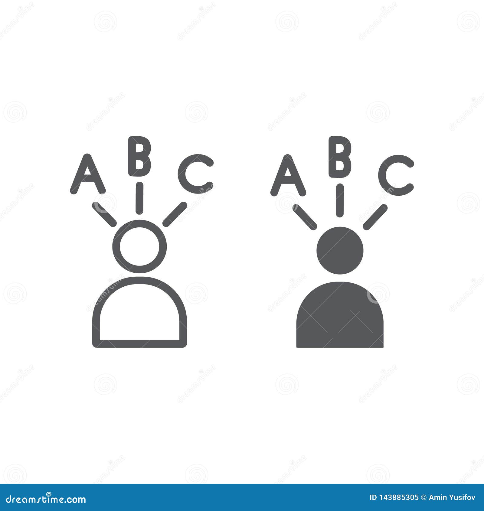 Answer Choice Line and Glyph Icon, Think and Person, Decision Sign ...