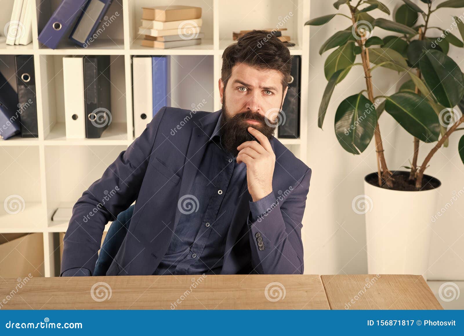 Answer Common Interview Questions. Man Bearded Hr Manager Sit In Office ... Answer Common Interview Questions. Man Bearded Hr Manager Sit In Office ...