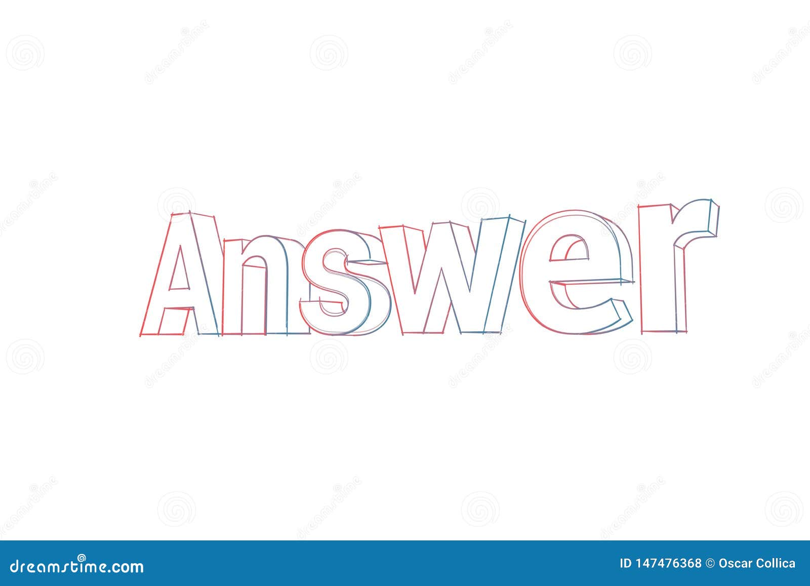 Answer - 3D Text Illustration - Words with Colored Lines Tilde and ...