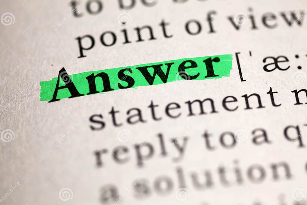 Definition of the Word Answer Stock Image - Image of close, page: 153521717