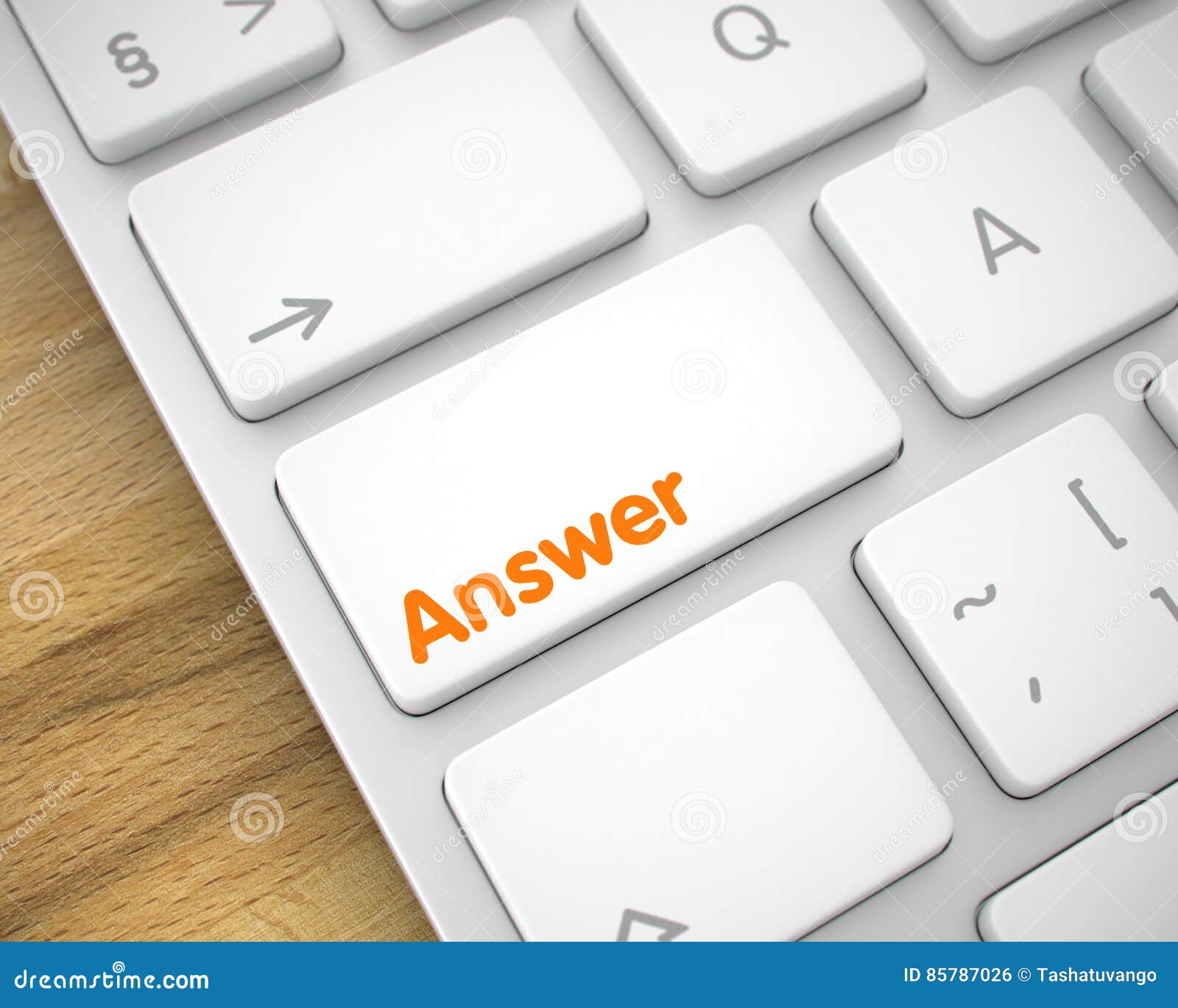Answer - Message on White Keyboard Button. 3D. Stock Illustration ...
