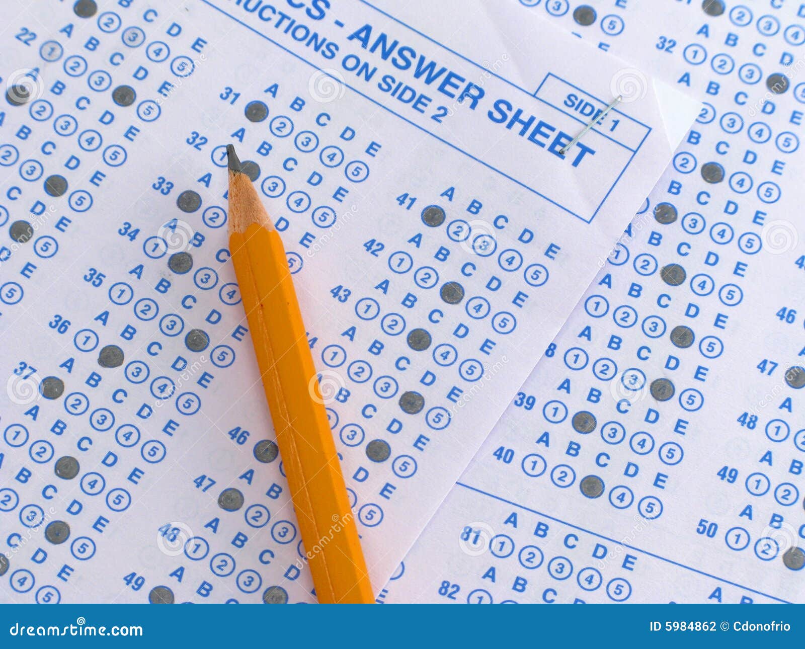 Answer Sheet stock photo. Image of exams, answers, evaluate - 5984862