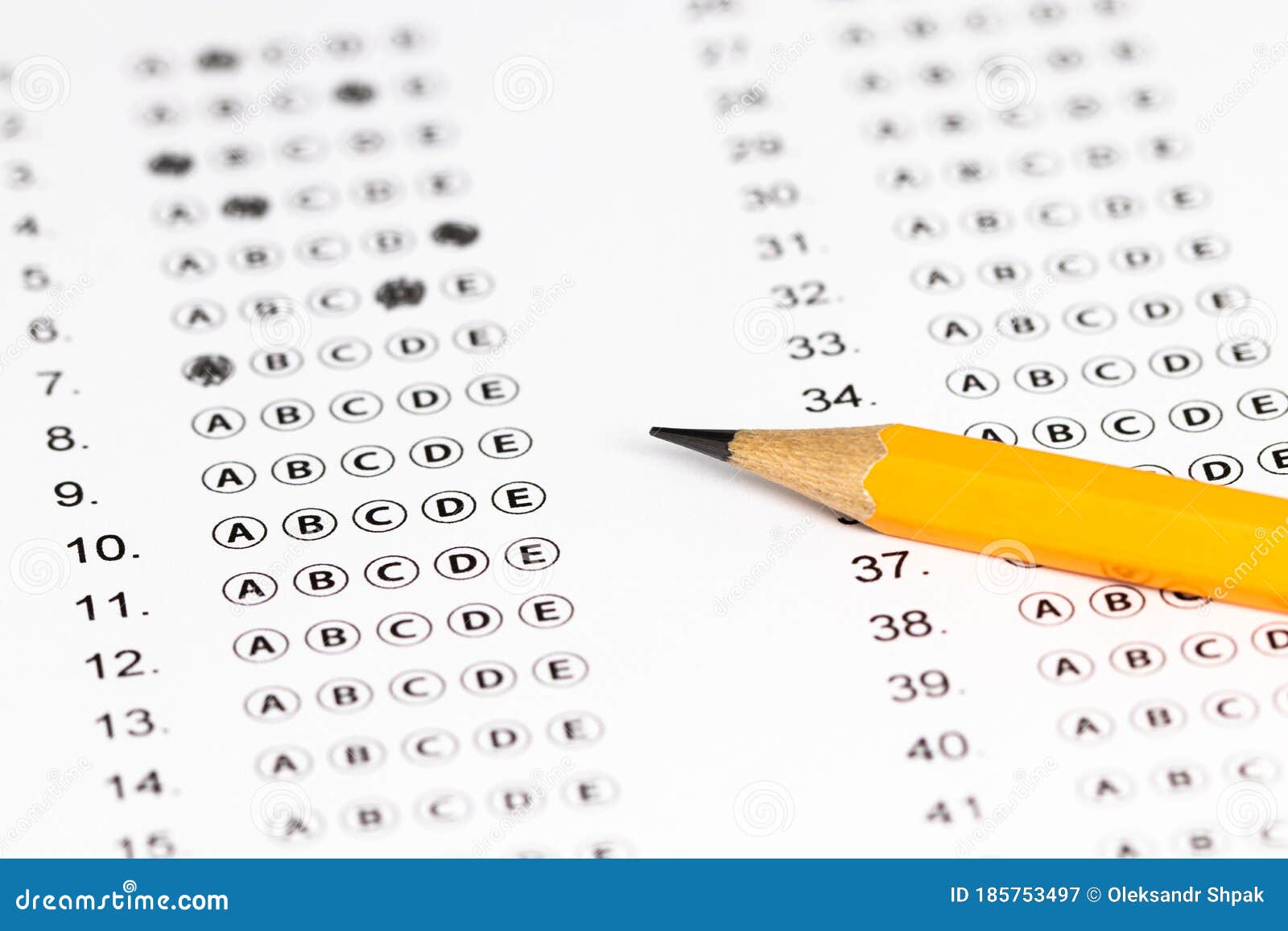 Answer Sheet Form with Pencil on Table, Close Up. Concept of Passing ...