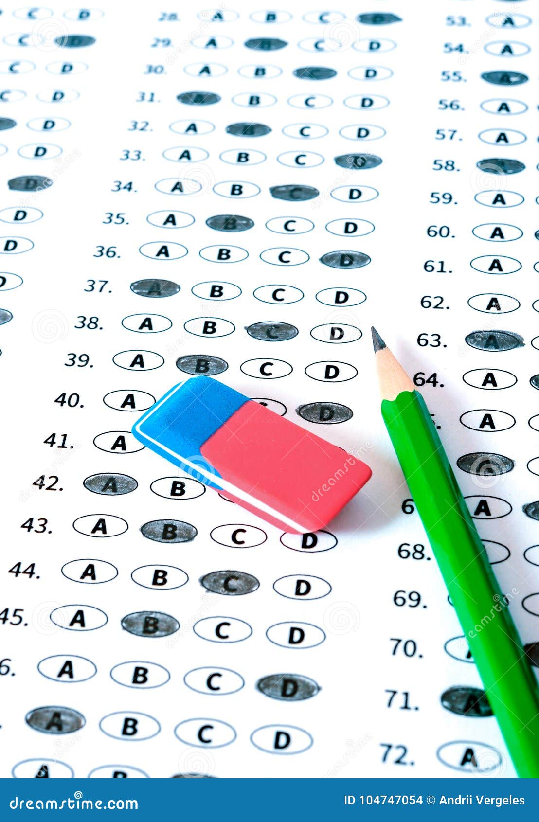 Answer sheet with pencil stock photo. Image of lead - 104747054