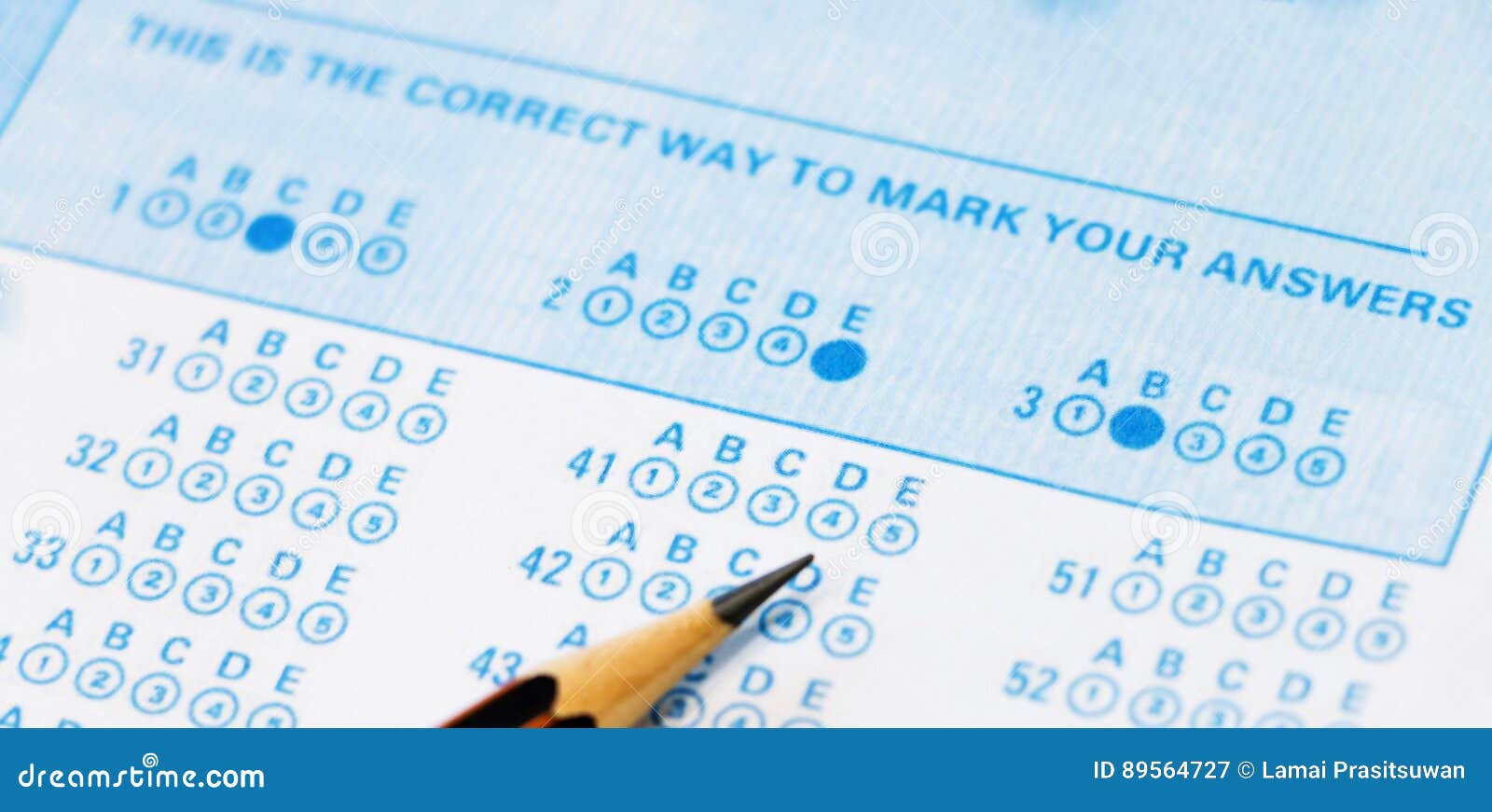 Answer sheet with pencil stock image. Image of test, language - 89564727