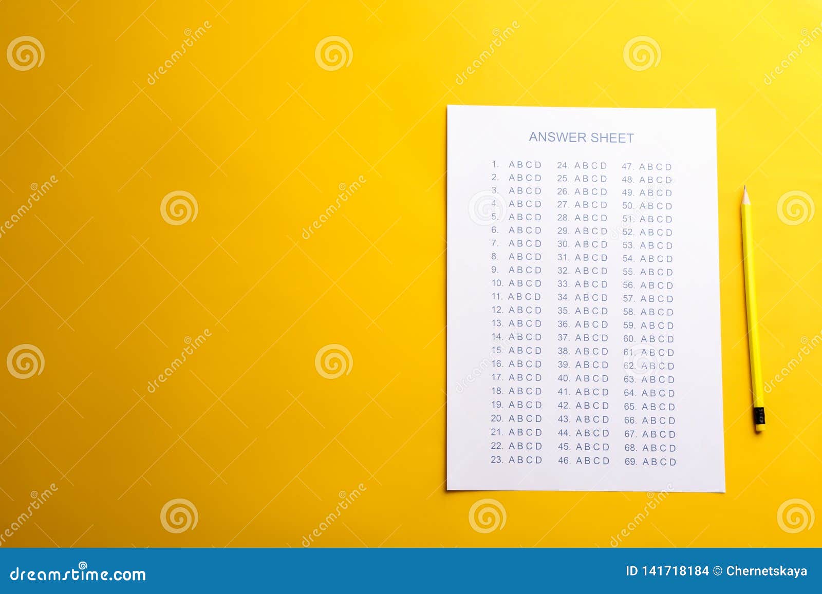 Answer Sheet and Pencil on Color Background Stock Photo - Image of ...