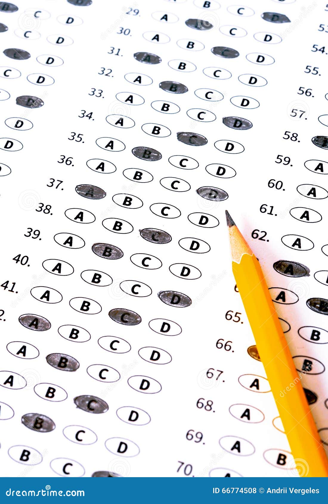 Answer sheet with pencil stock photo. Image of academic - 66774508