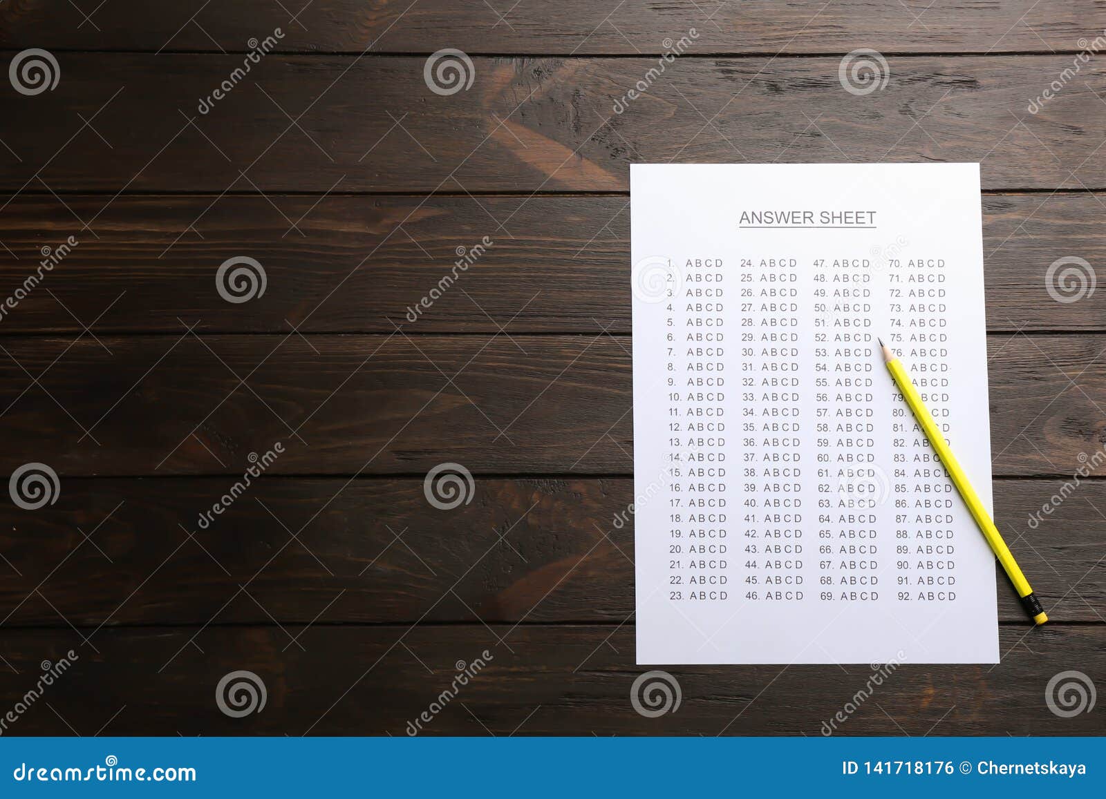 Answer Sheet and Pencil on Wooden Background, Top View Stock Photo ...